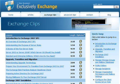 Free Exchange Server 2007 training videos from Exclusively Exchange ...