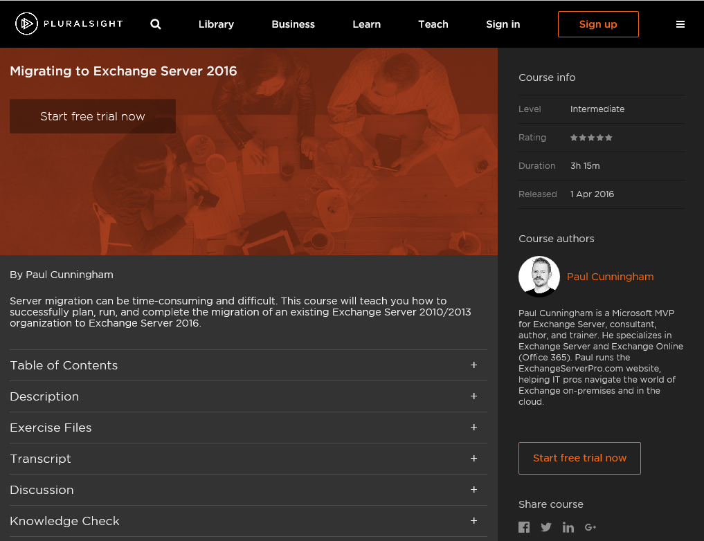 Pluralsight Course: Migrating to Exchange Server 2016