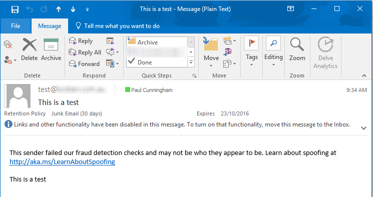 "This Sender Failed Our Fraud Detection Checks" Error in Email Message
