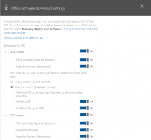 Configuring Office 365 Software Download Settings for End User Installs