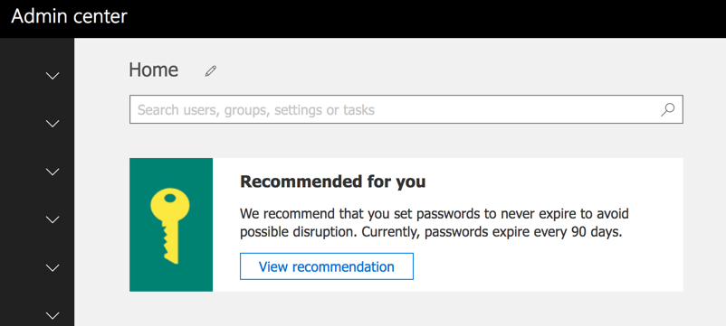 Microsoft Recommends Non-Expiring Passwords for Office 365