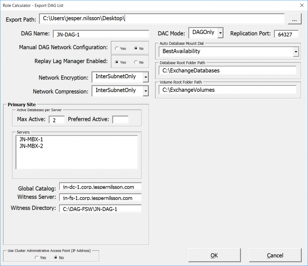 Using the Exchange Server Role Requirements Calculator