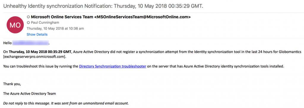 Azure AD Terms of Use or Conditional Access Breaks Directory Sync