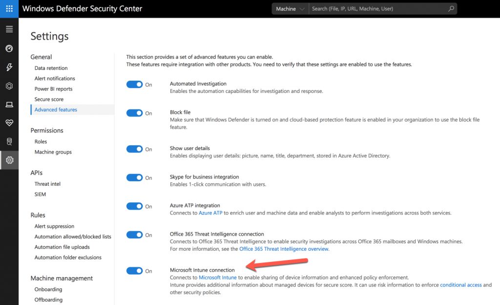 Integrating Windows Defender ATP with Intune Compliance Policies