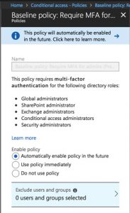 Multi-factor Authentication by Default for Office 365 Administrators