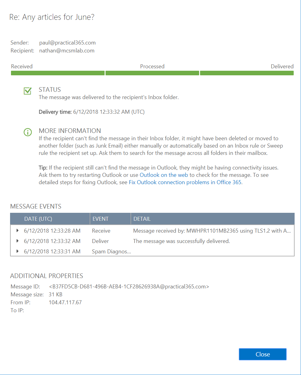 Improvements in Exchange Online Message Tracing | Practical365
