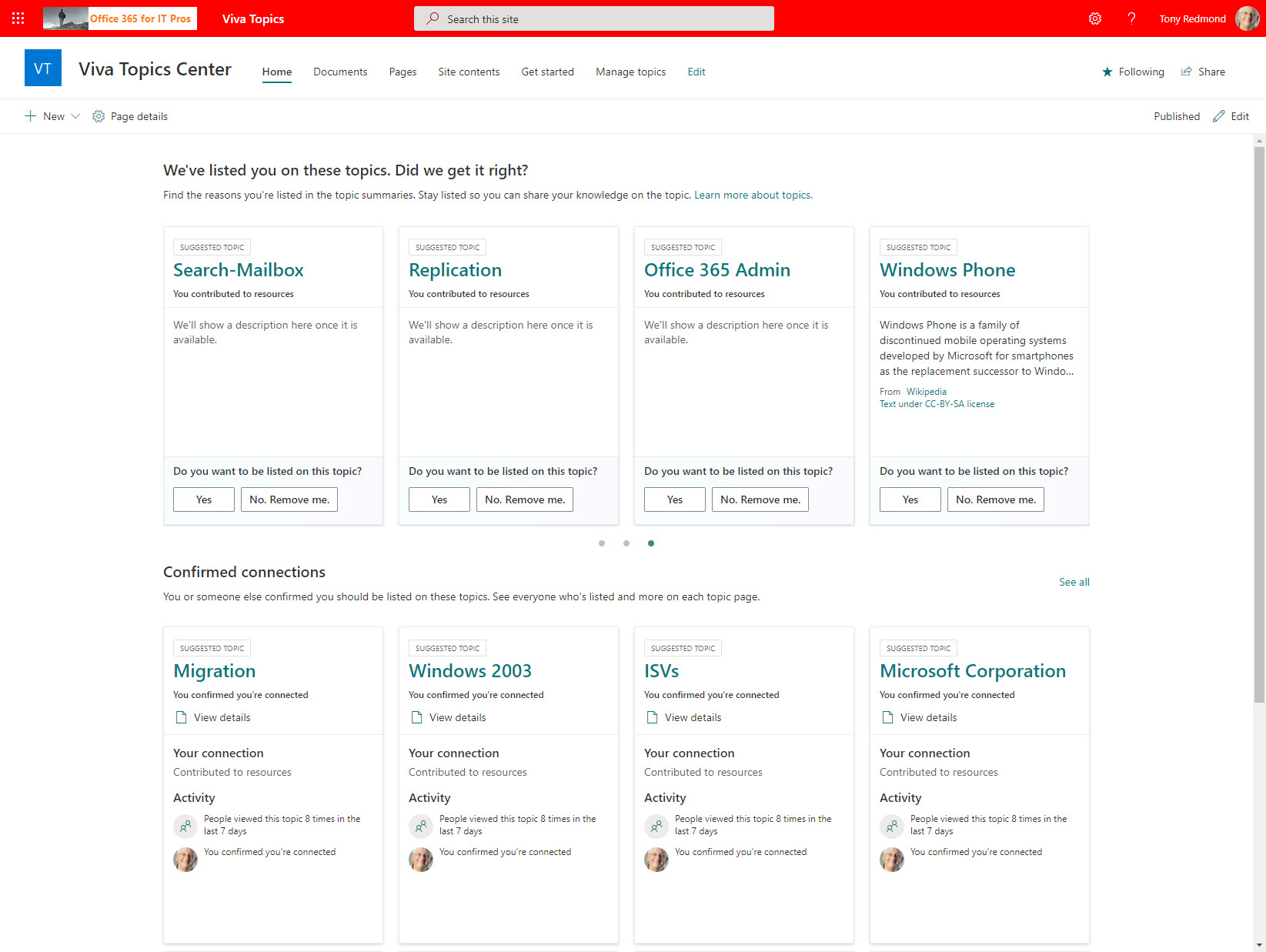 Building a Knowledge Network with Viva Topics | Practical365