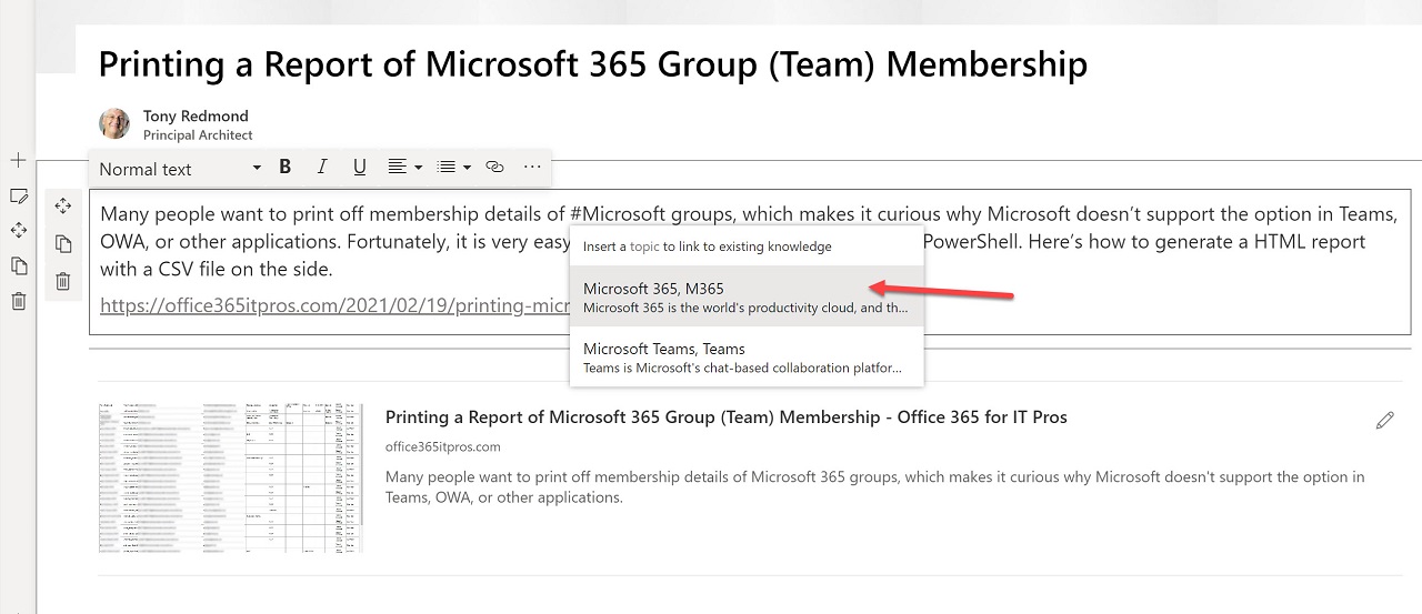 Using Viva Topics to Highlight Knowledge in Microsoft 365 Apps | Practical365