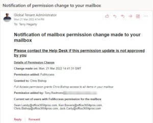 Notify Owners When Administrators Assign Mailbox Permissions