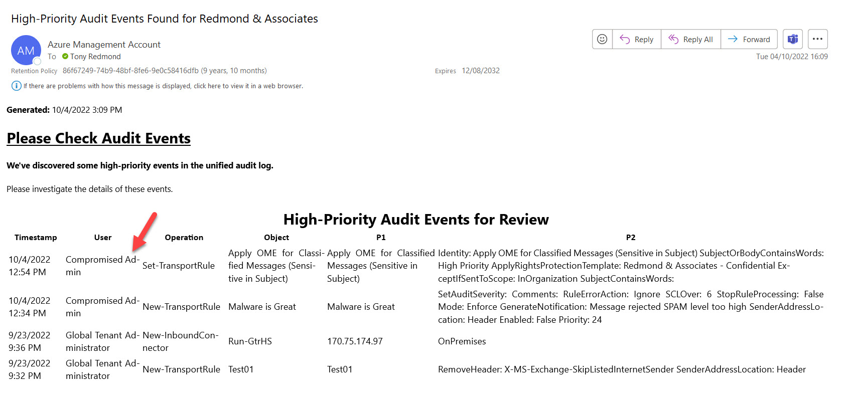 Using Azure Automation to Detect and Report Microsoft 365 Audit Events