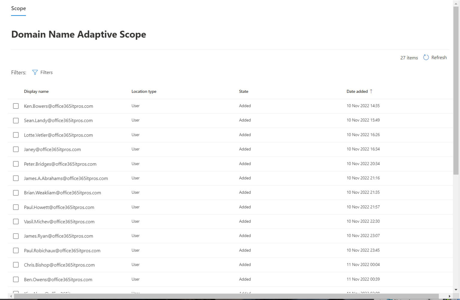 Create an Adaptive Scope for a Retention Policy Using a Domain Name