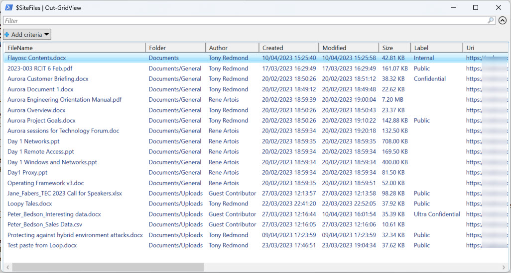 Report Sensitivity Labels Assigned to SharePoint Online Documents