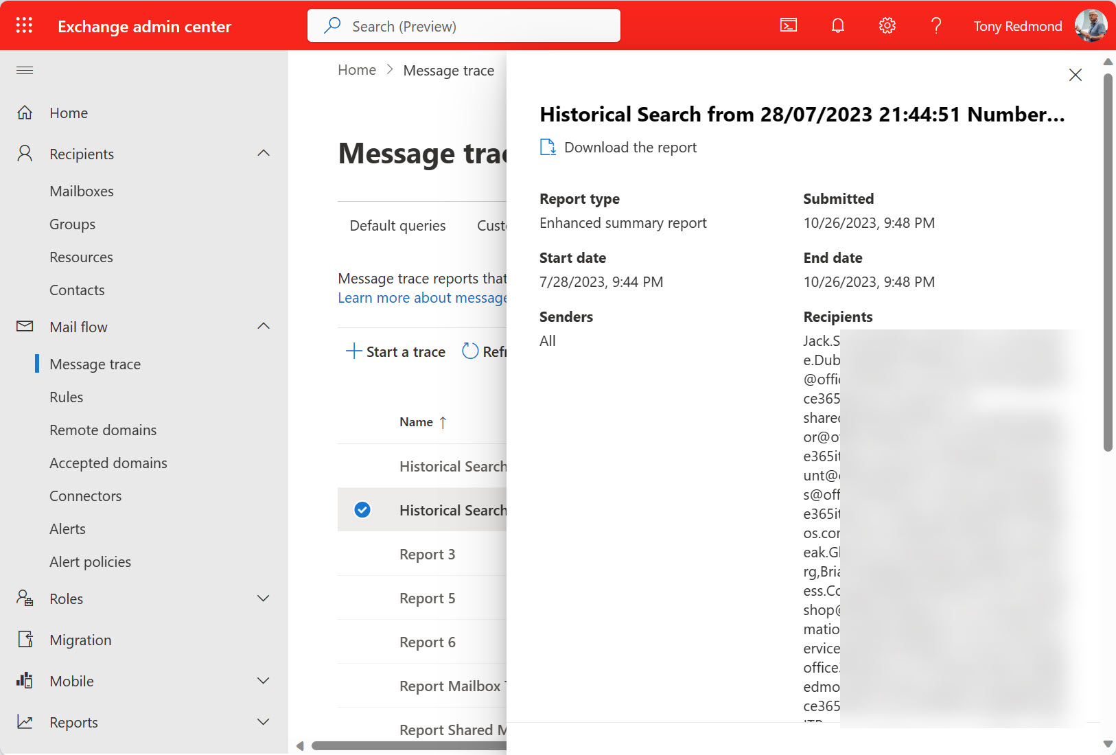 Create an Inbound Email Traffic Report for the Last 90 Days