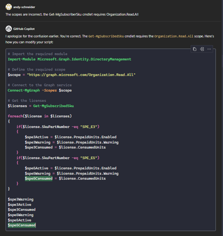 Using GitHub Copilot to Upgrade PowerShell Scripts to the Microsoft Graph PowerShell SDK ...