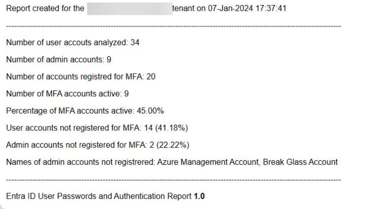Report the MFA Status for Entra ID User Accounts