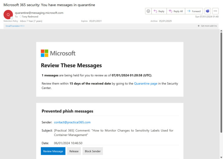 Using Outlook Junk Email Options or Tenant-Level Blocks