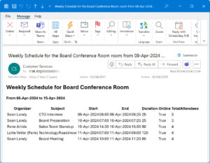 Reporting Room Mailbox Weekly Schedules with PowerShell