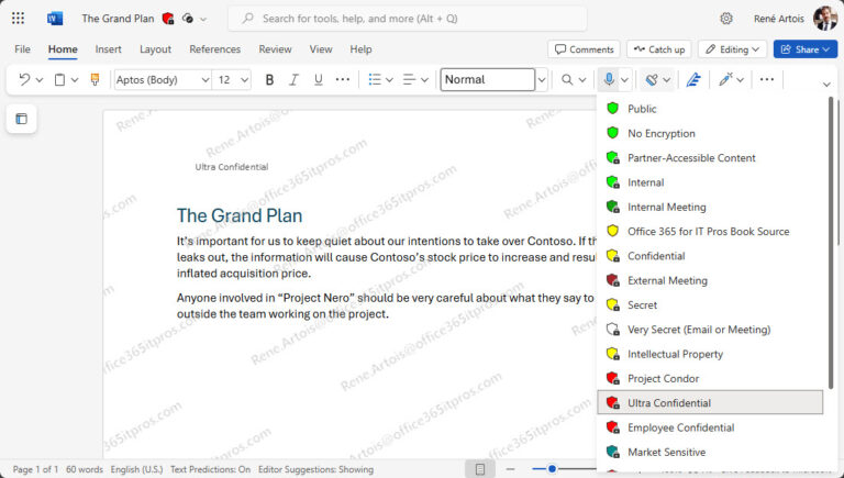 Using Dynamic Watermarking with Sensitivity Labels | Practical365
